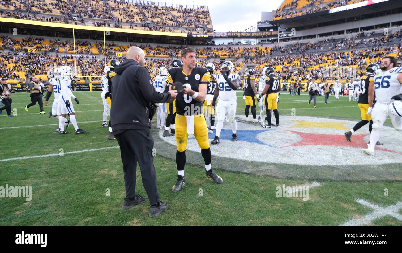 Nov 2, 2025: Aaron Rodgers #8 during the 2025 Steelers vs Colts game in ...