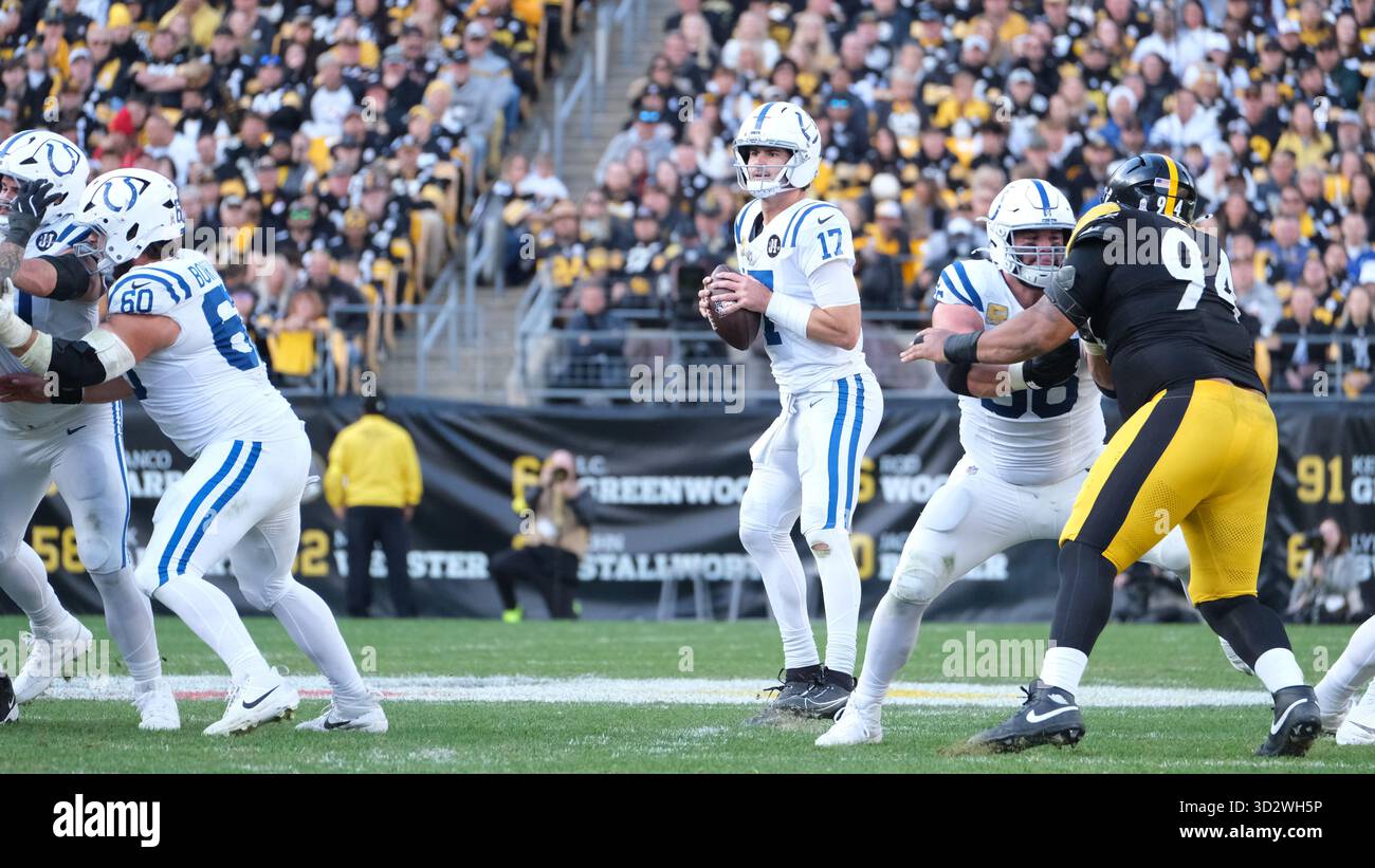 Nov 2, 2025: Daniel Jones #17 during the 2025 Steelers vs Colts game in ...