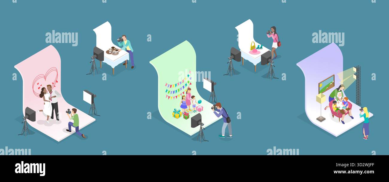 3D Isometric Flat Conceptual Illustration of Photo Studio ...