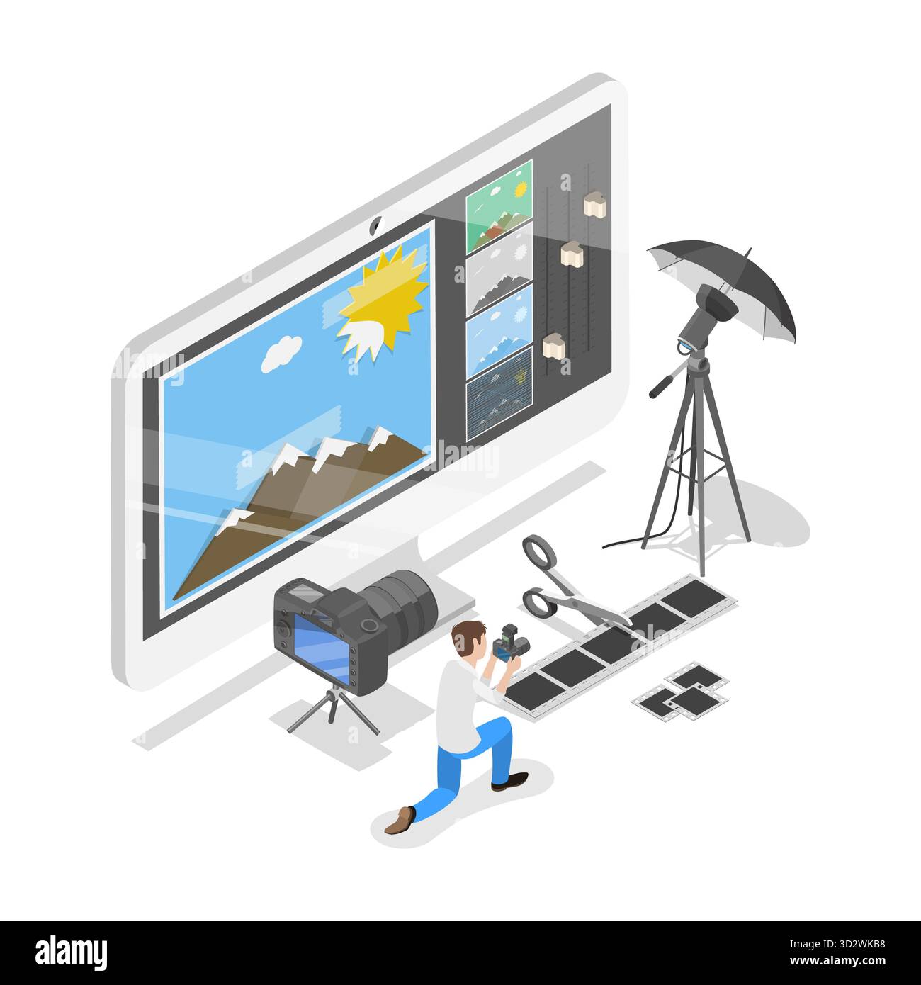 3D Isometric Flat Illustration of Photographer, Creative Artistic Hobby ...