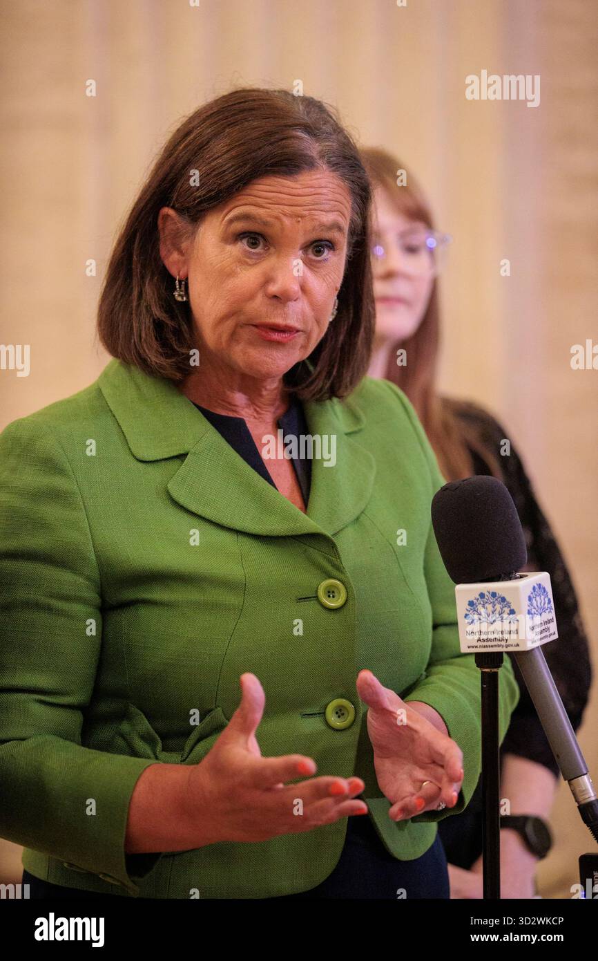 Sinn Fein party president Mary Lou McDonald during a press conference ...