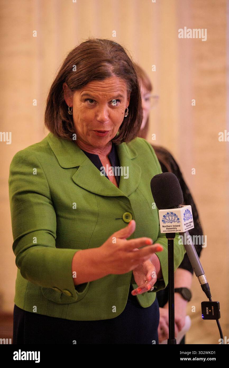 Sinn Fein party president Mary Lou McDonald during a press conference ...