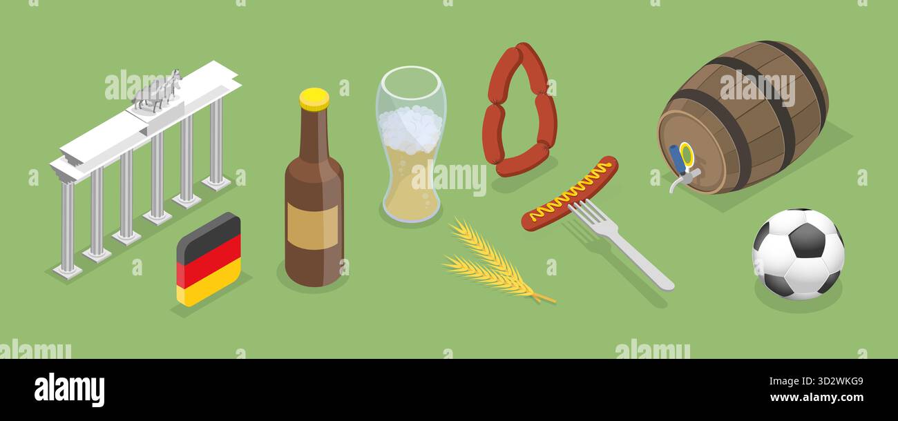 3D Isometric Flat Set of German Symbols, Culture and Traditions 3D ...