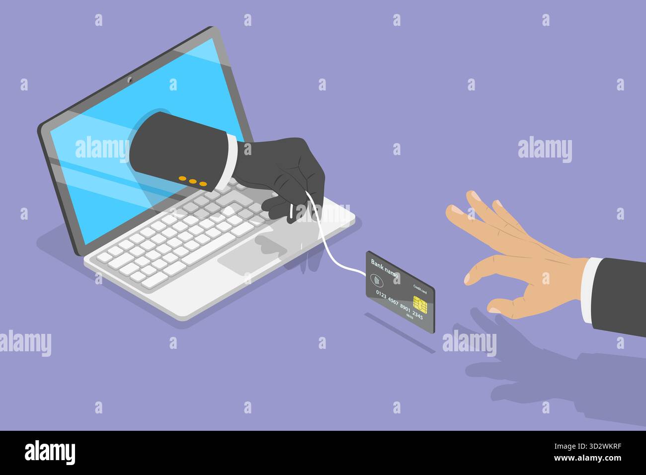 3D Isometric Flat Illustration of Credit Card Stealing, Victim of ...