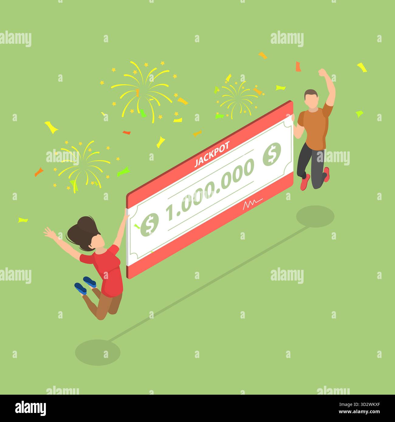 3D Isometric Flat Illustration of Jackpot, Happy Reward Winner Stock ...