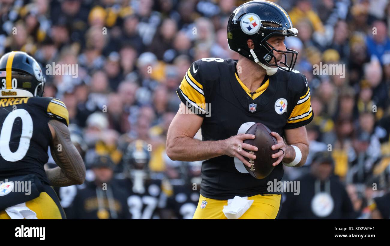 Nov 2, 2025: Aaron Rodgers #8 during the 2025 Steelers vs Colts game in ...