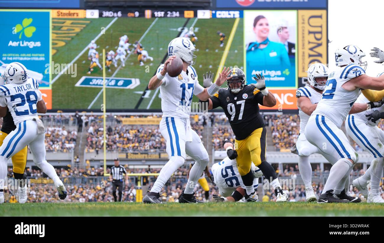 Nov 2, 2025: Daniel Jones #17 during the 2025 Steelers vs Colts game in ...
