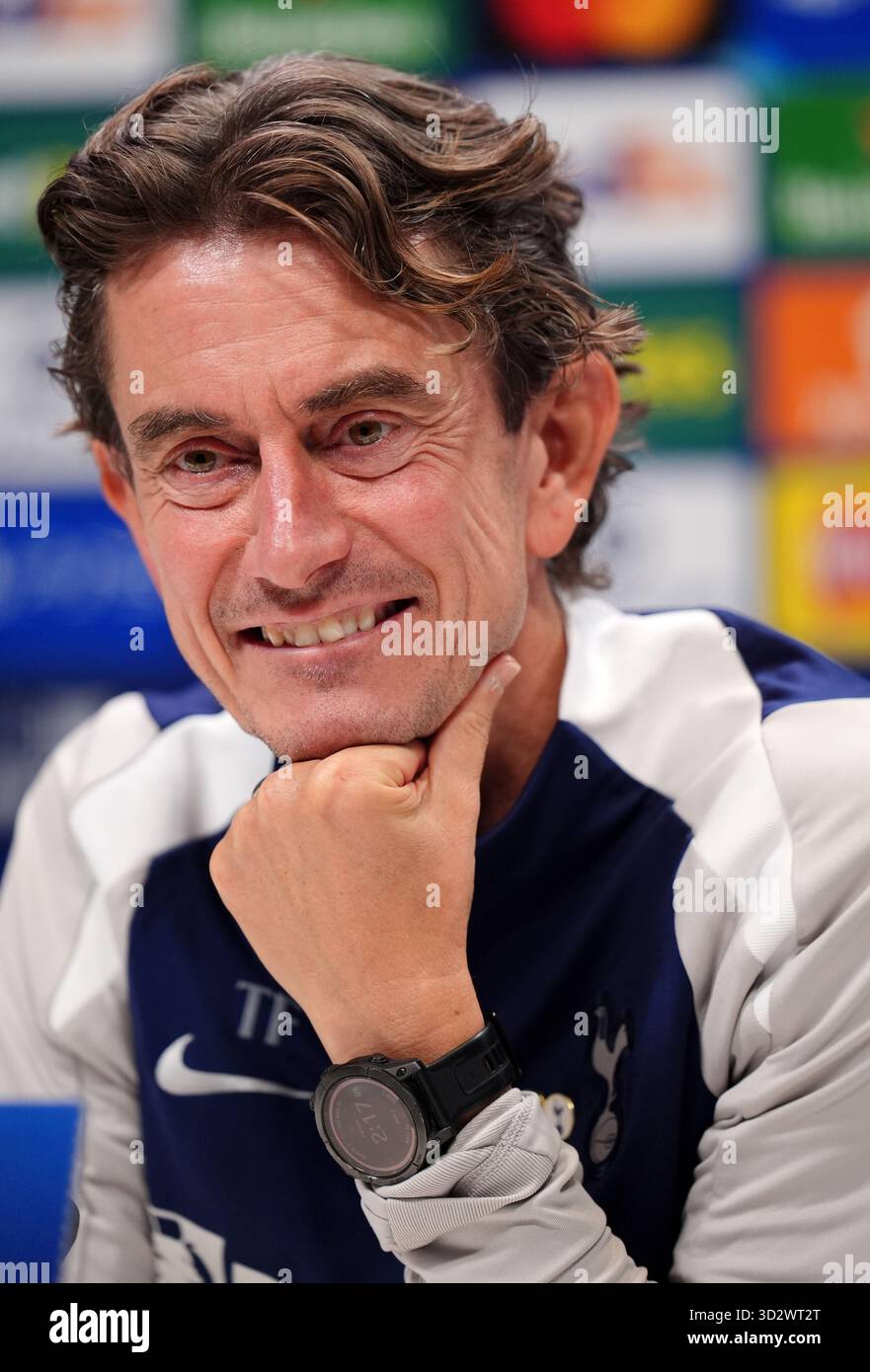 Tottenham Hotspur manager Thomas Frank during a press conference at the ...