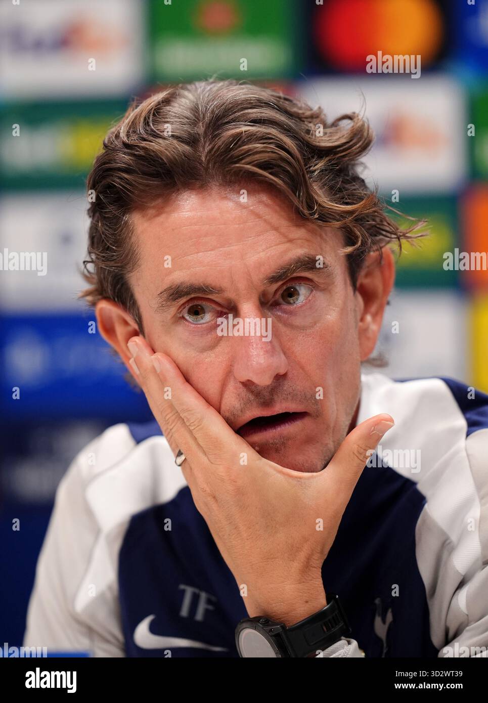 Tottenham Hotspur manager Thomas Frank during a press conference at the ...