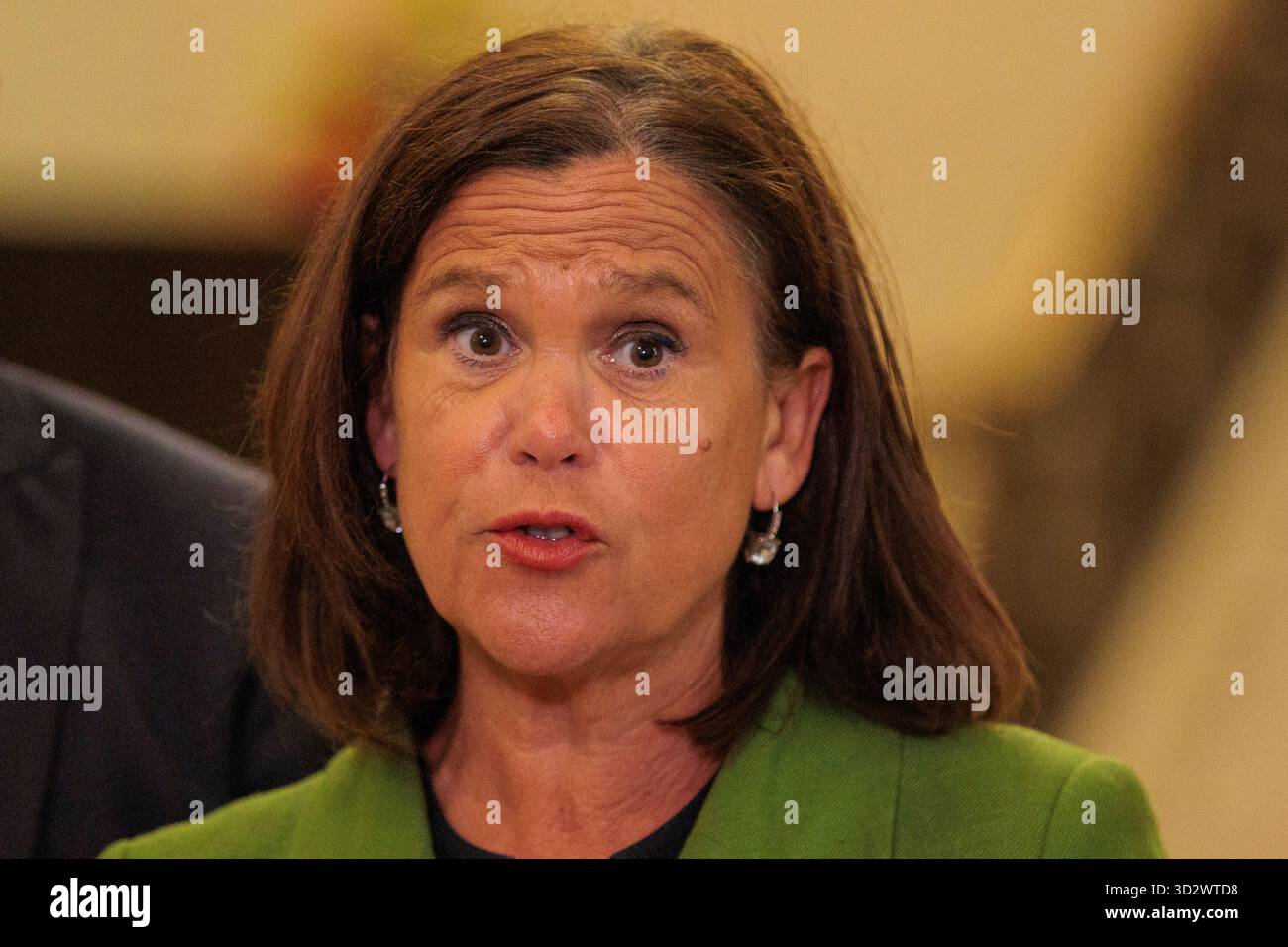 Sinn Fein party president Mary Lou McDonald during a press conference ...