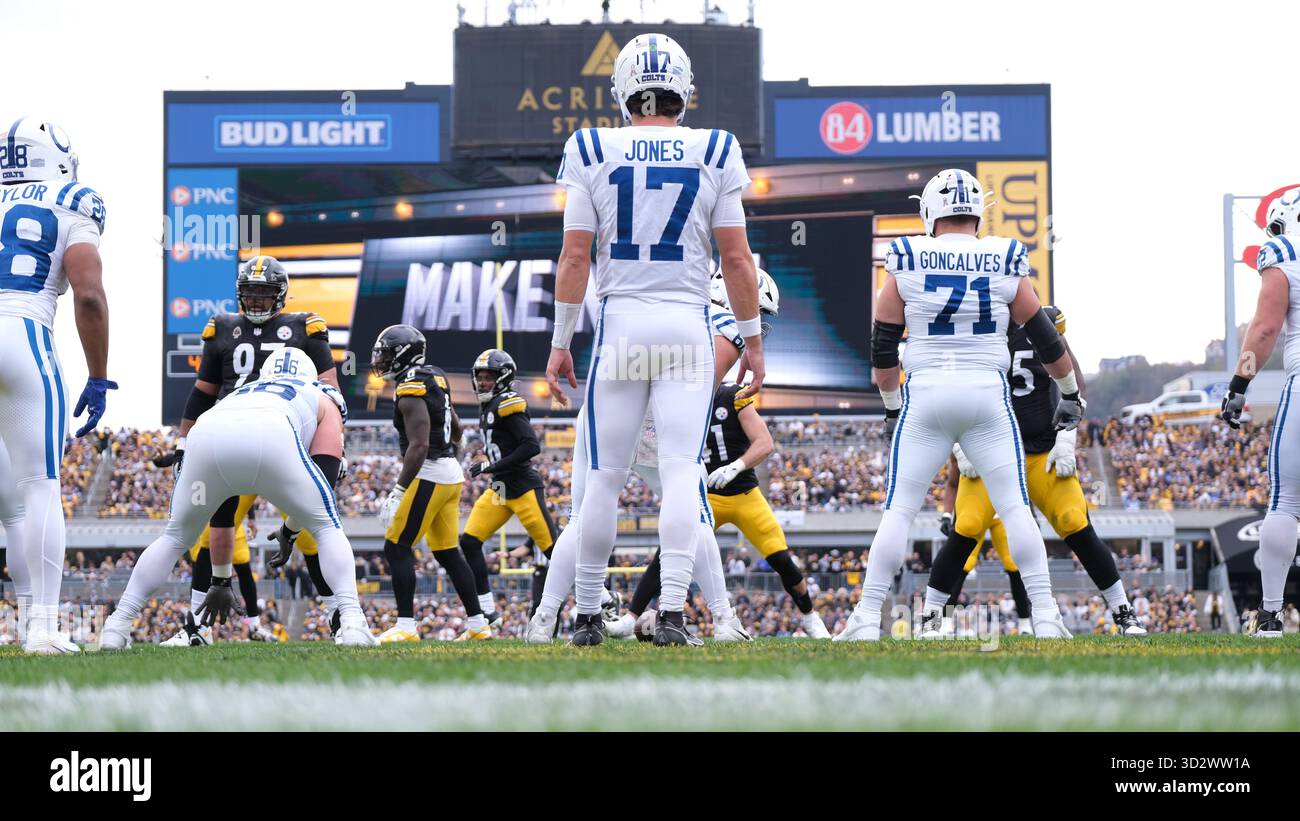 Nov 2, 2025: Daniel Jones #17 during the 2025 Steelers vs Colts game in ...