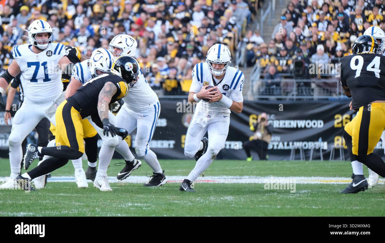 Nov 2, 2025: Daniel Jones #17 during the 2025 Steelers vs Colts game in ...