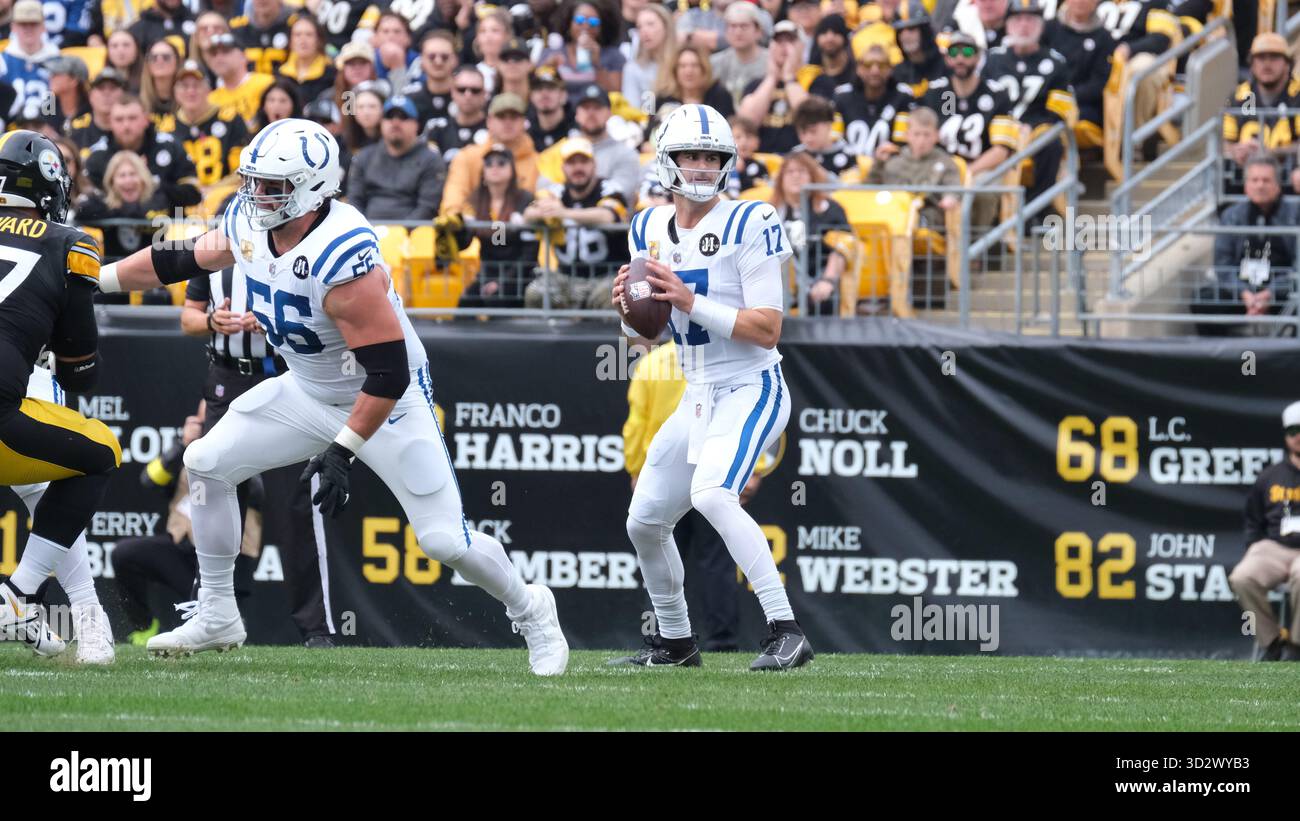 Nov 2, 2025: Daniel Jones #17 during the 2025 Steelers vs Colts game in ...