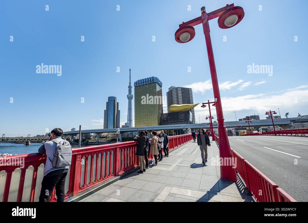 Visitors on the Azuma Bridge, Sumida City Skyline, Sumida City Office ...