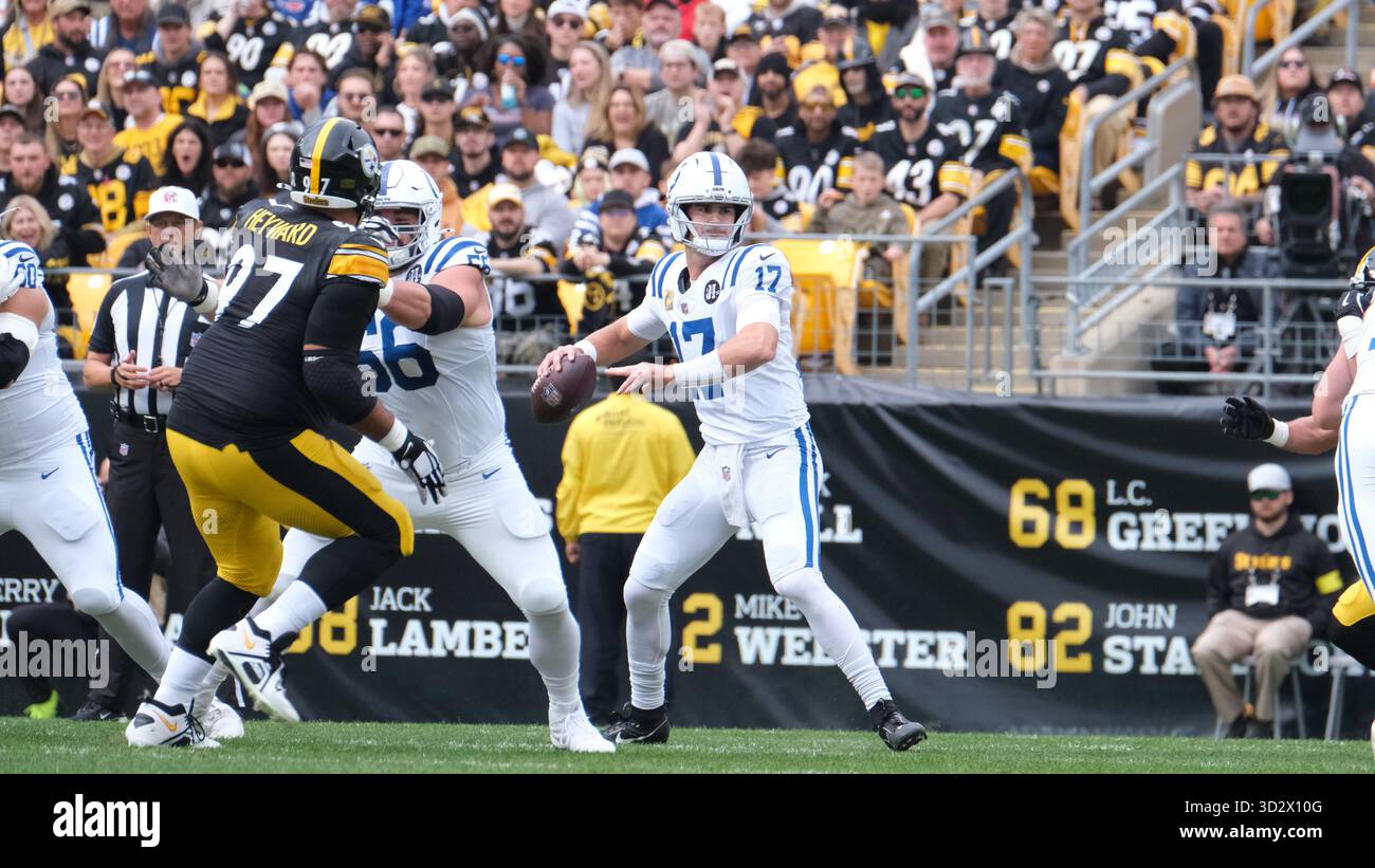 Nov 2, 2025: Daniel Jones #17 during the 2025 Steelers vs Colts game in ...