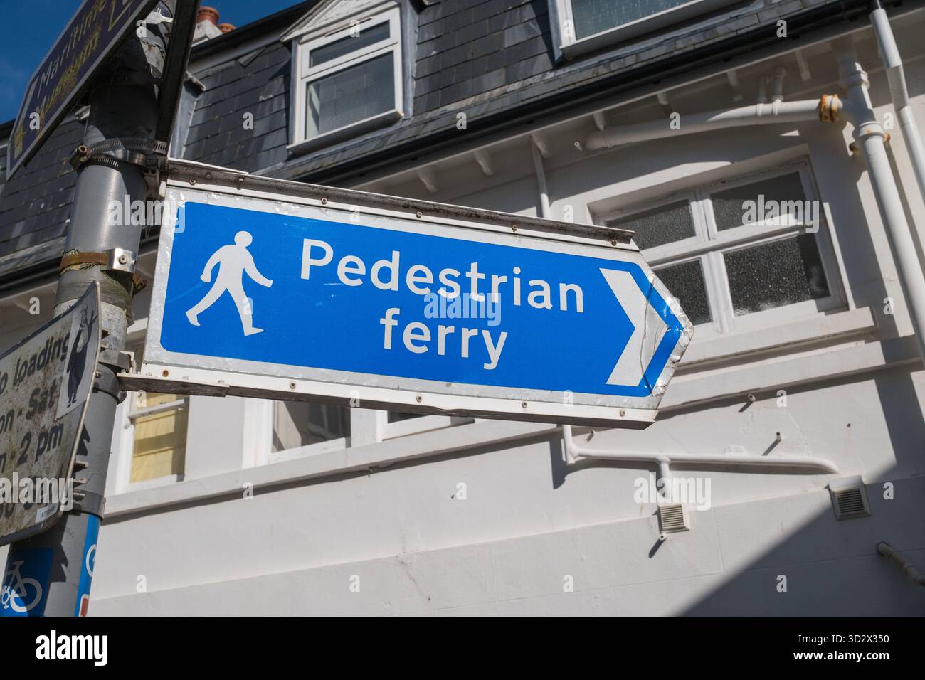 Sign pointing towards the passenger ferry in the South Hams town of ...