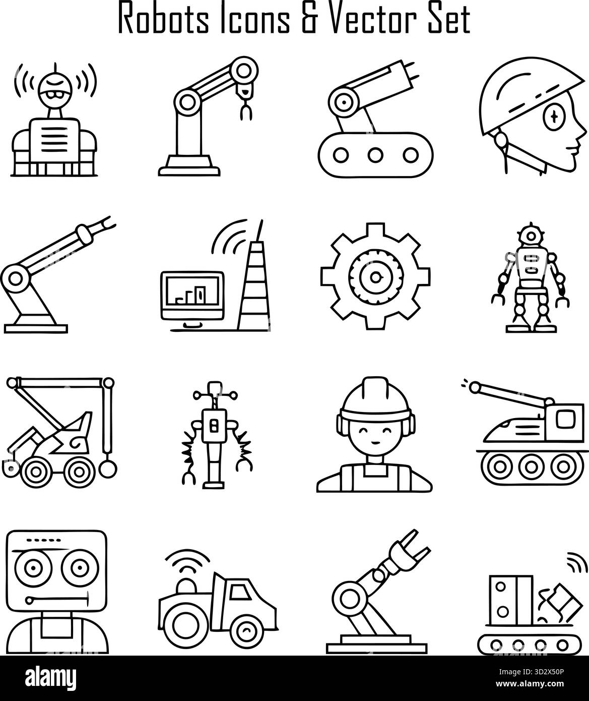 AI, Automation, Robotics & Tech Symbols Collection Stock Vector Image ...