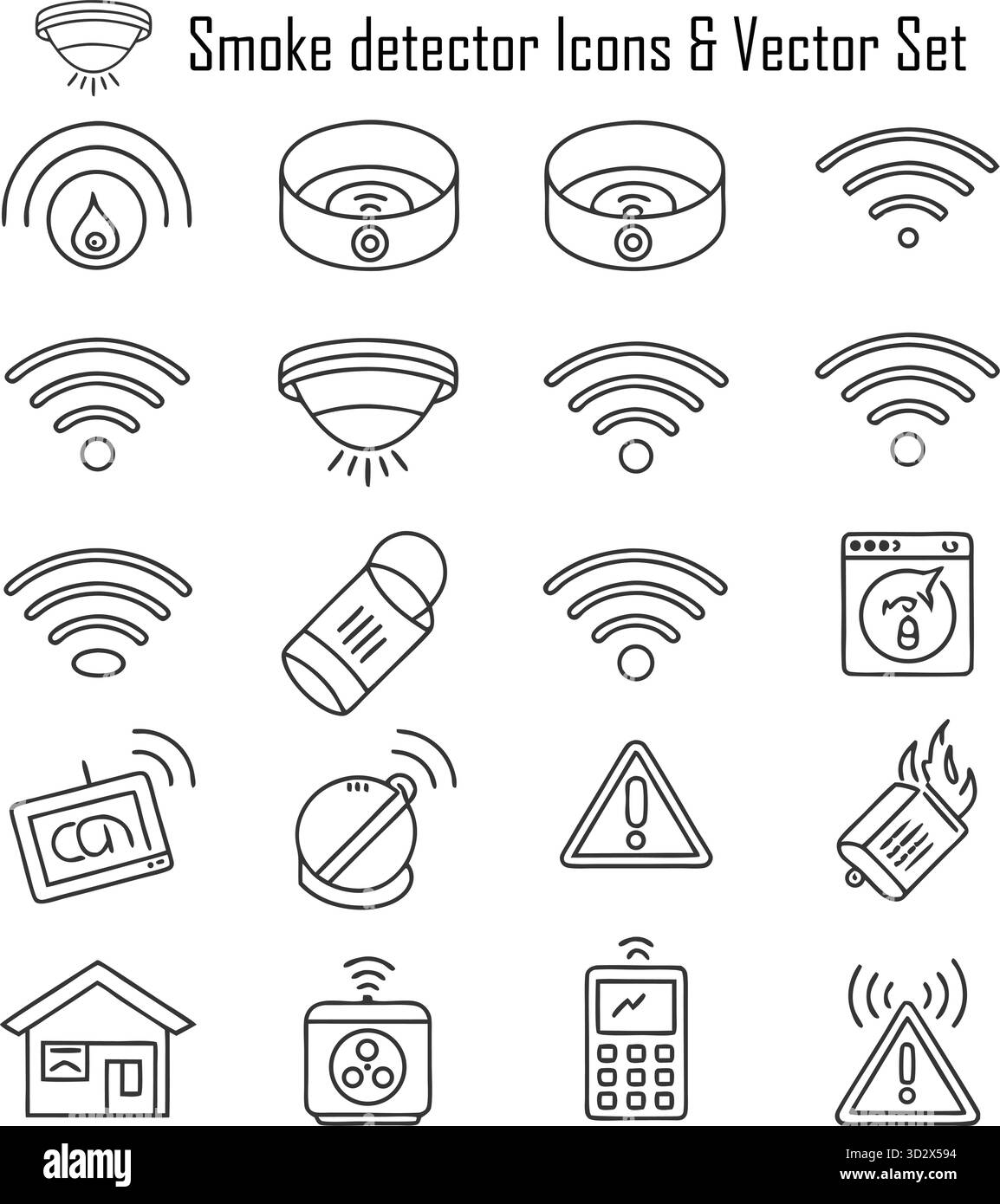 Smoke Detector Icons Illustration for Fire Safety, Alarm Systems, and ...
