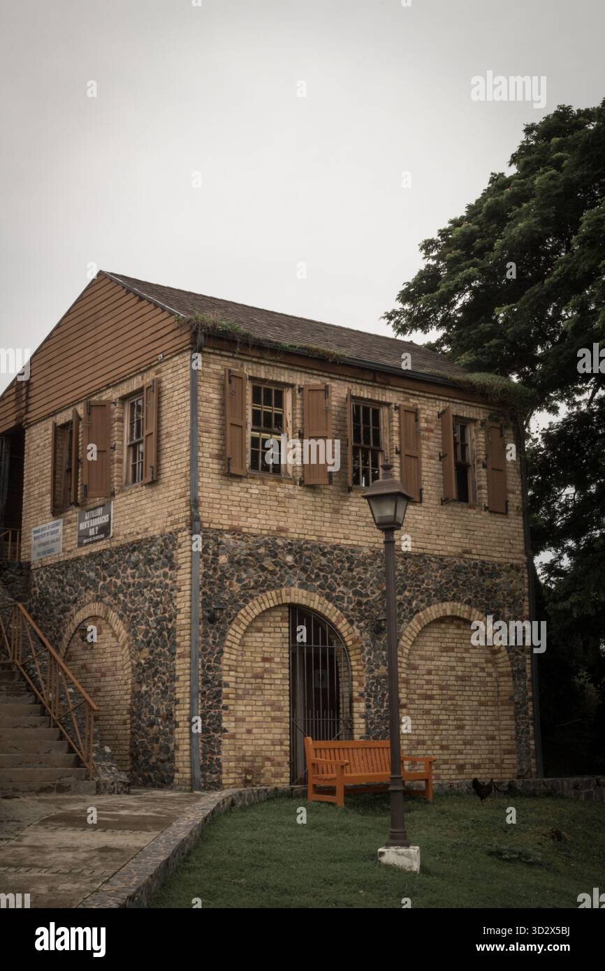 Artillery men’s barracks at Fort King George in Tobago, a preserved ...