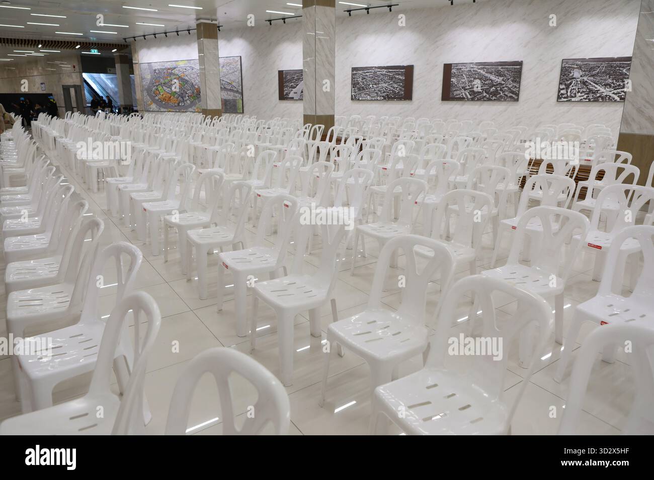 Numerous chairs were set up to welcome the public as they paid their respects before the Queen ...