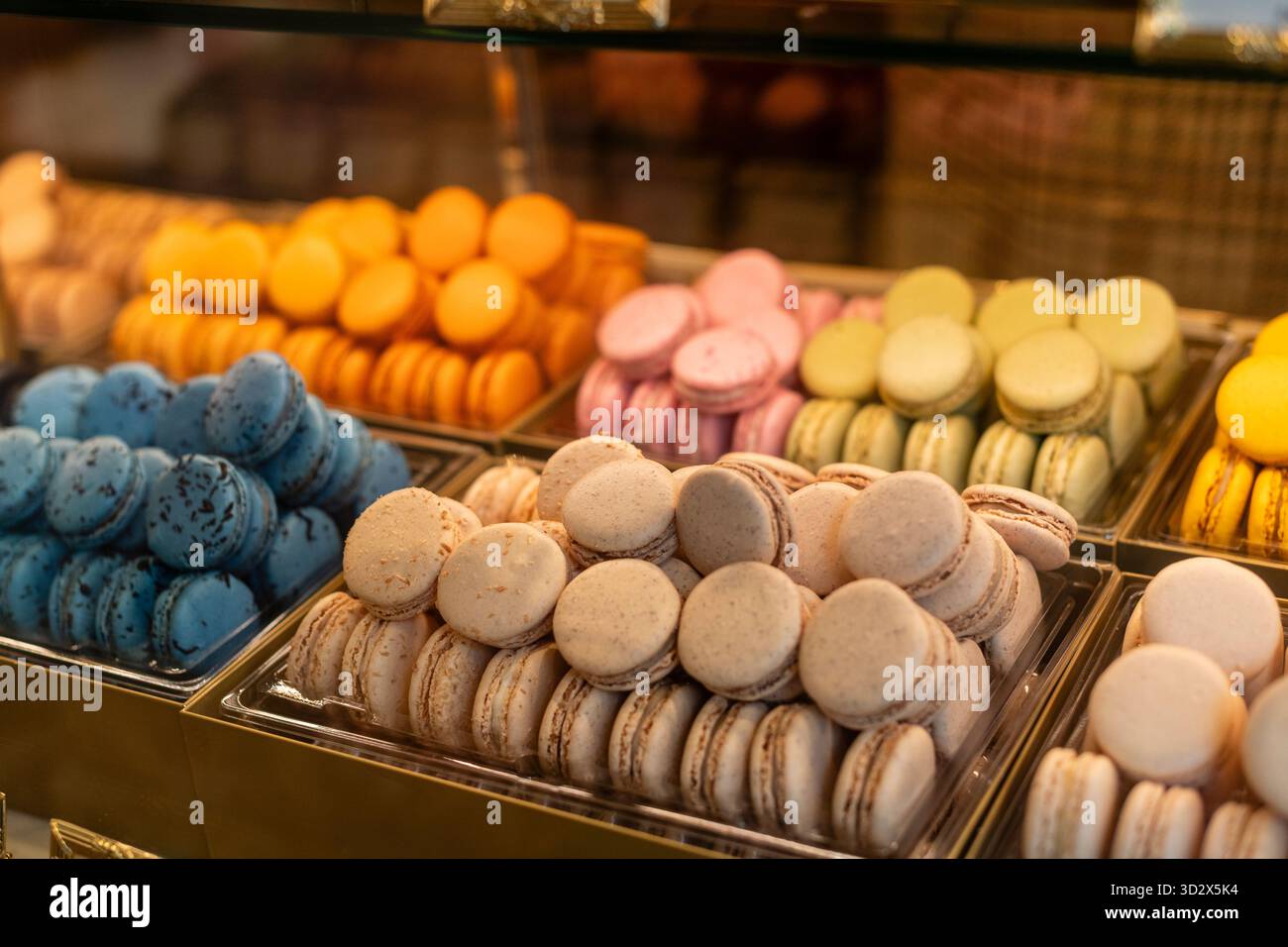 French macaron, cookies on display Burlington Arcade London a colourful ...