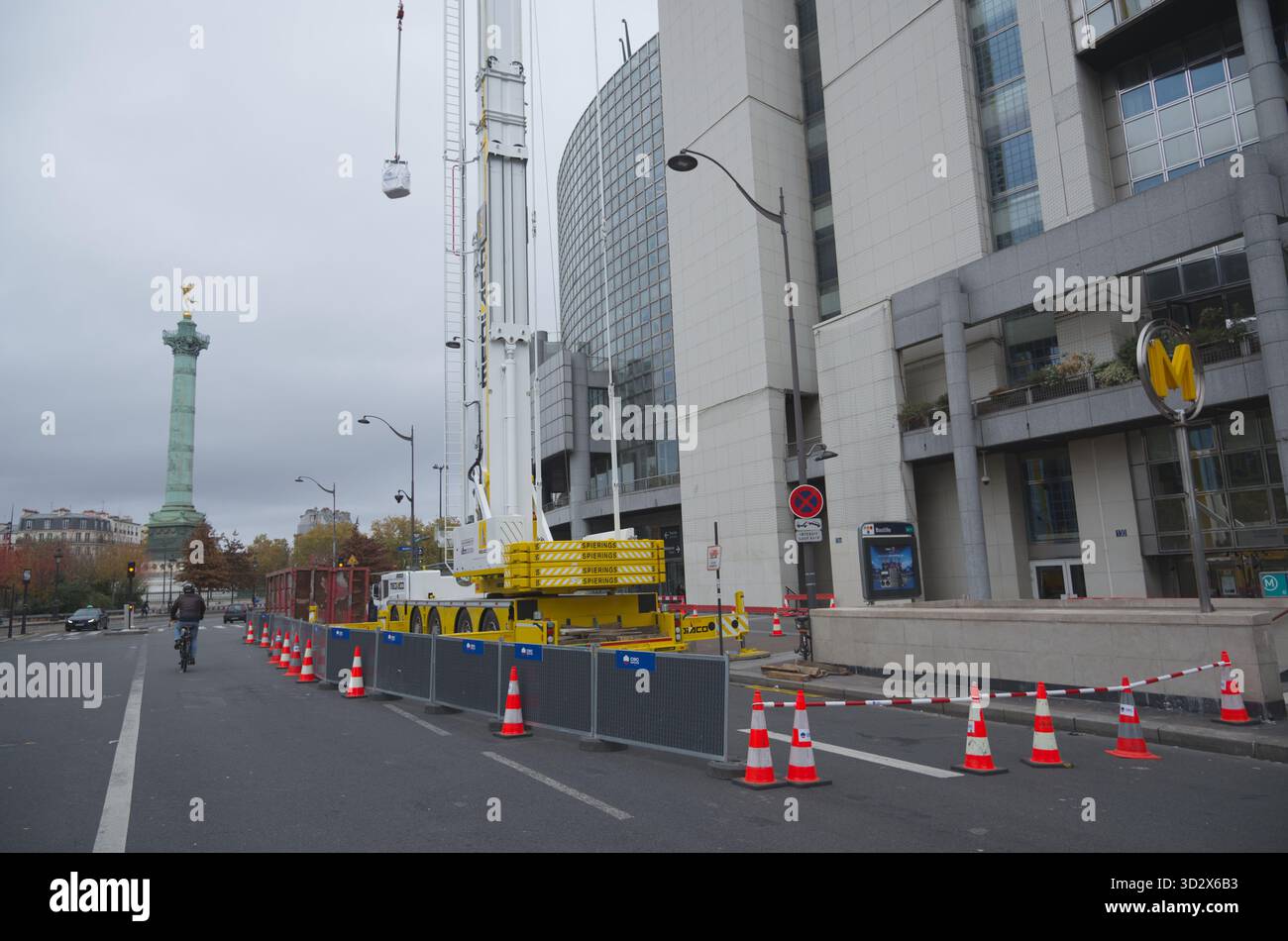PARIS, France – November 03, 2025: A construction crane towers over the ...