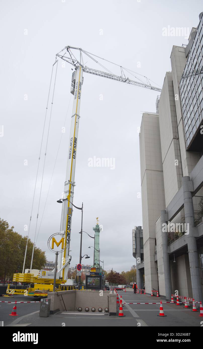 PARIS, France – November 03, 2025: A construction crane towers over the ...