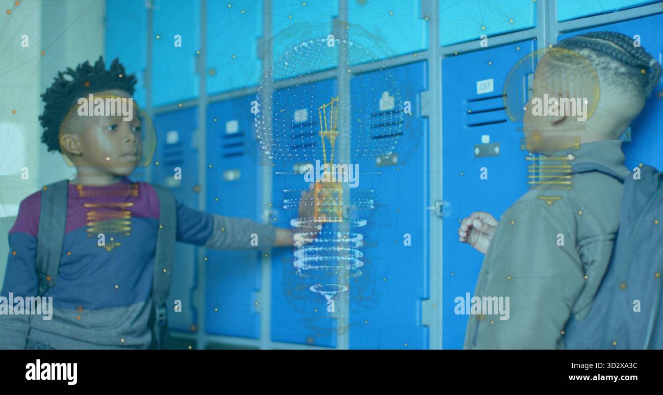 Two boys in school at locker hi-res stock photography and images - Alamy