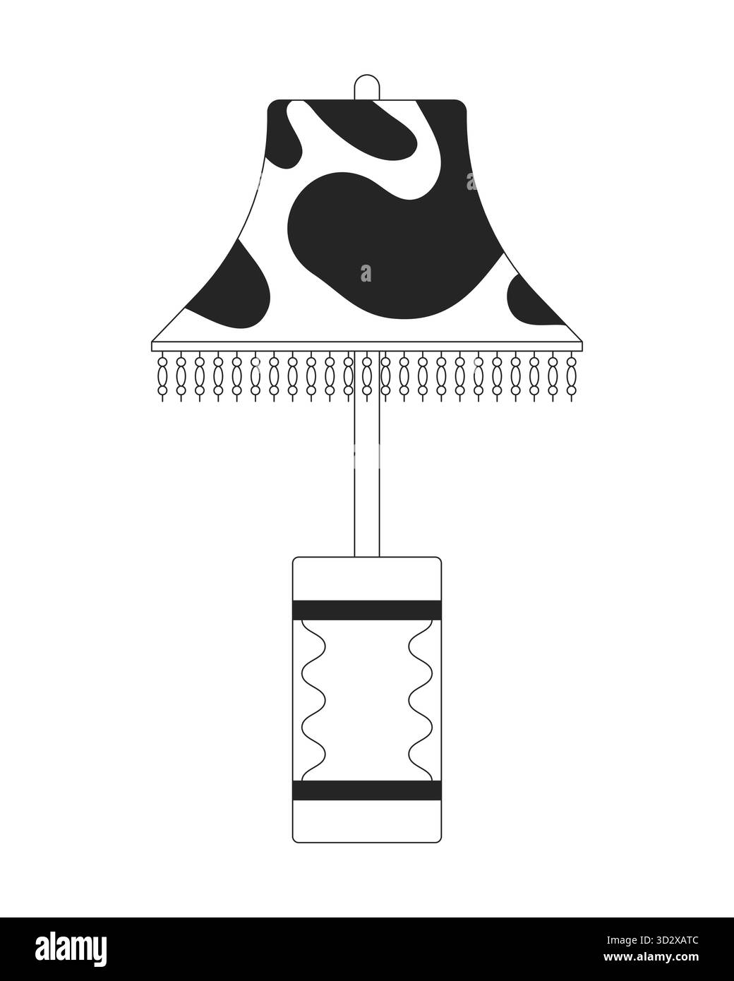 Decorative table lamp with patterned shade 2D line object Stock Vector ...