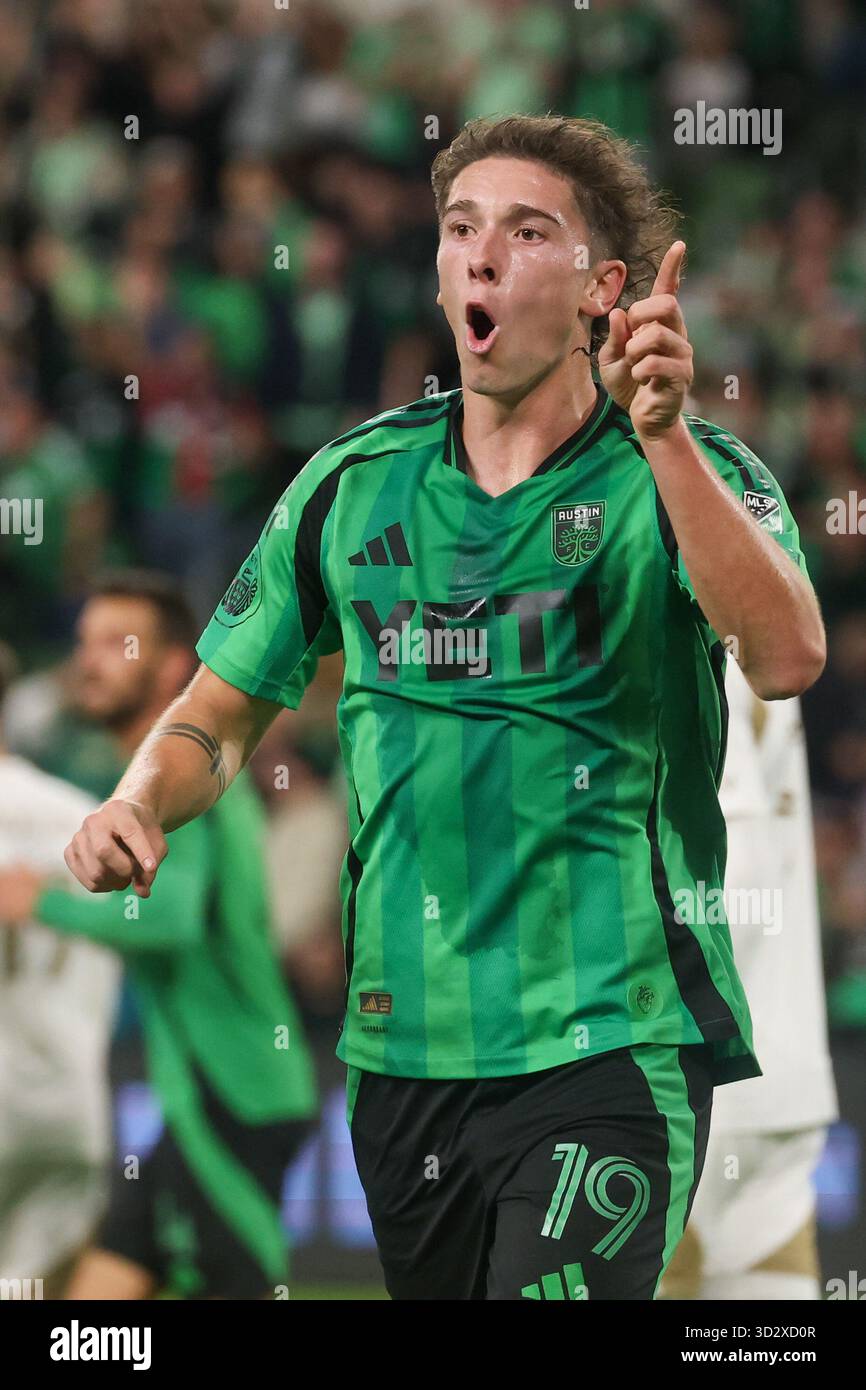 AUSTIN, TX - NOVEMBER 02: Forward CJ Fodrey #19 of Austin FC argues an ...