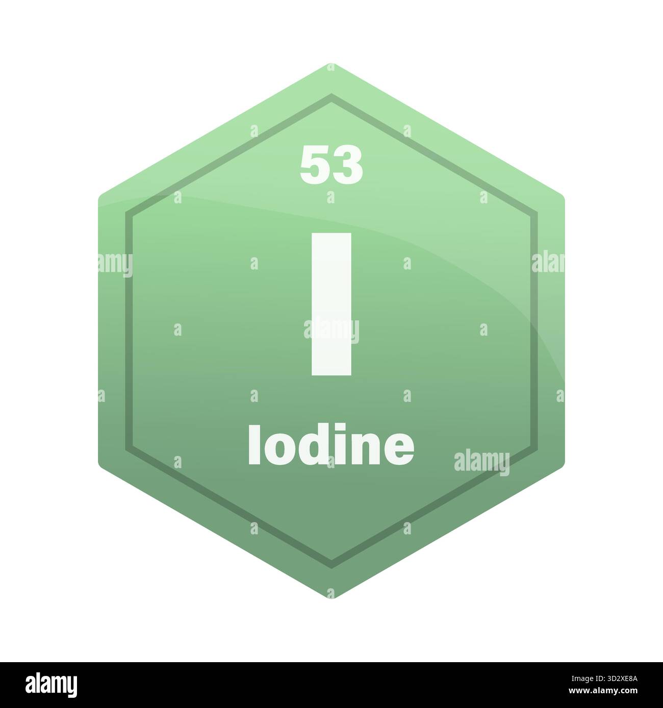 Iodine chemical element tile. Atomic number 53. I chemical sign. Olive ...