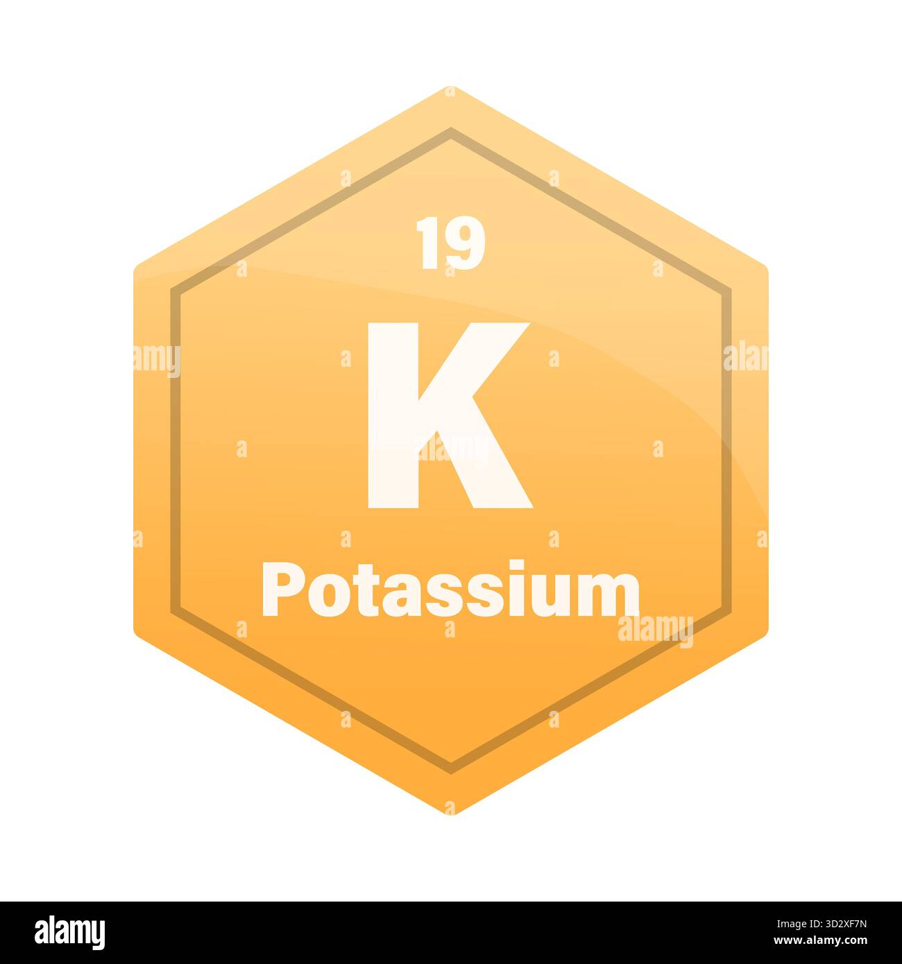 Potassium chemical element tile. Atomic number 19. K chemical sign ...
