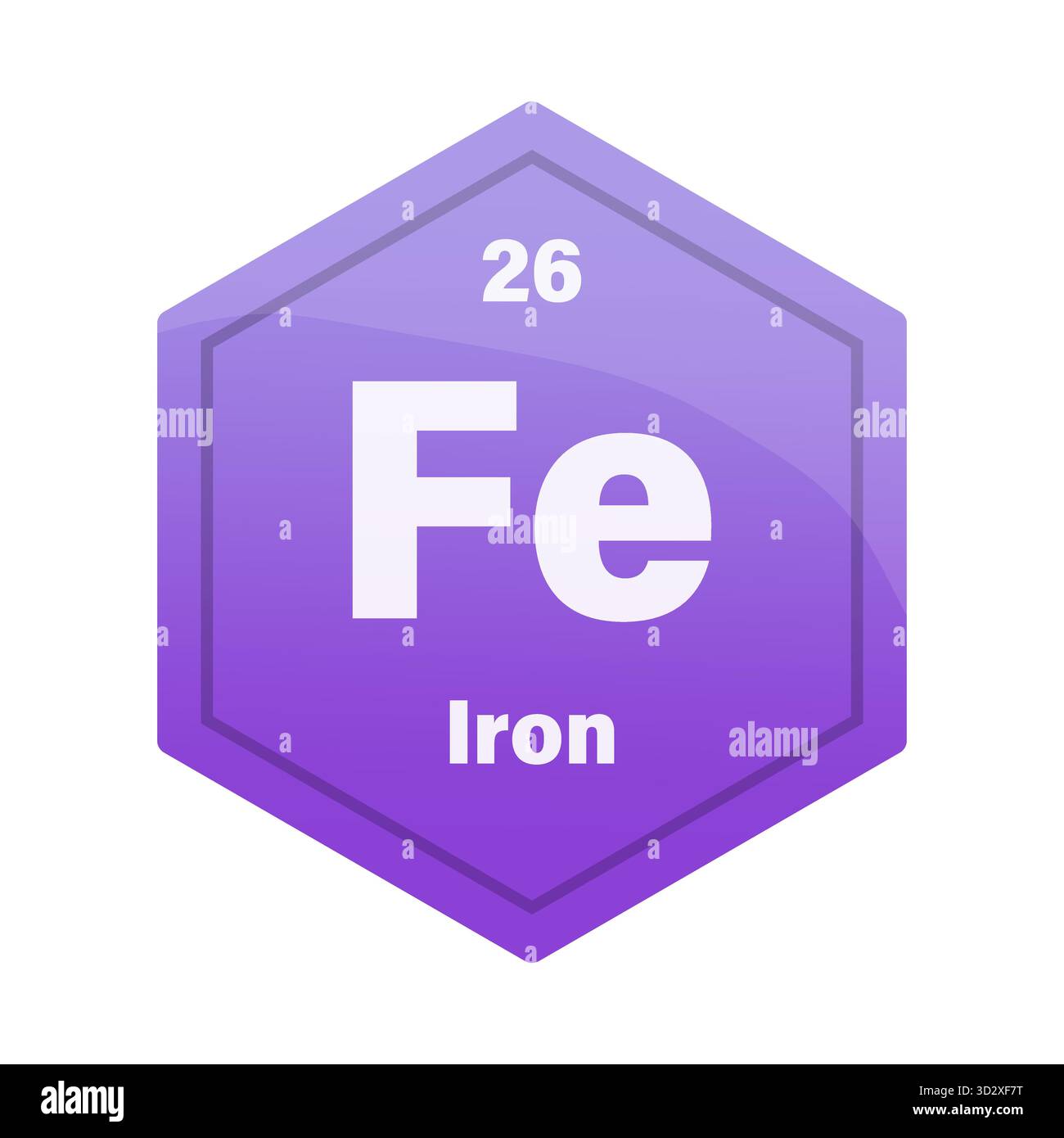 Iron chemical element tile. Atomic number 26. Fe chemical sign. Red ...