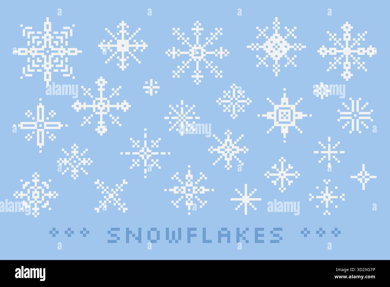 White Pixel Art Snowflakes. Isolated elements Stock Vector Image & Art ...