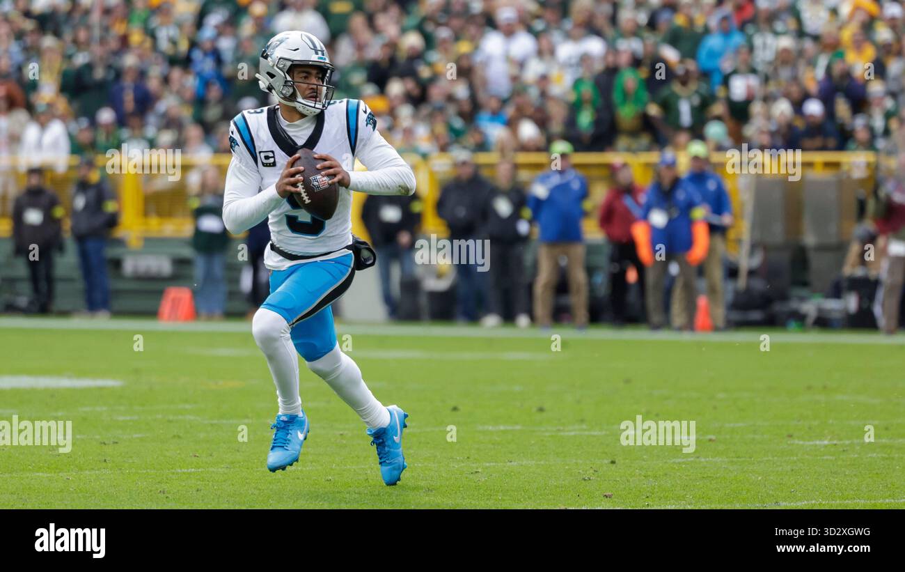 Carolina Panthers quarterback Bryce Young (9) looks to pass during an ...