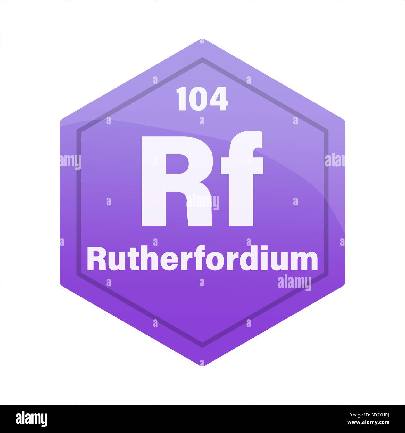 Rutherfordium chemical tile. Atomic number 104. Rf chemical sign. Dark ...