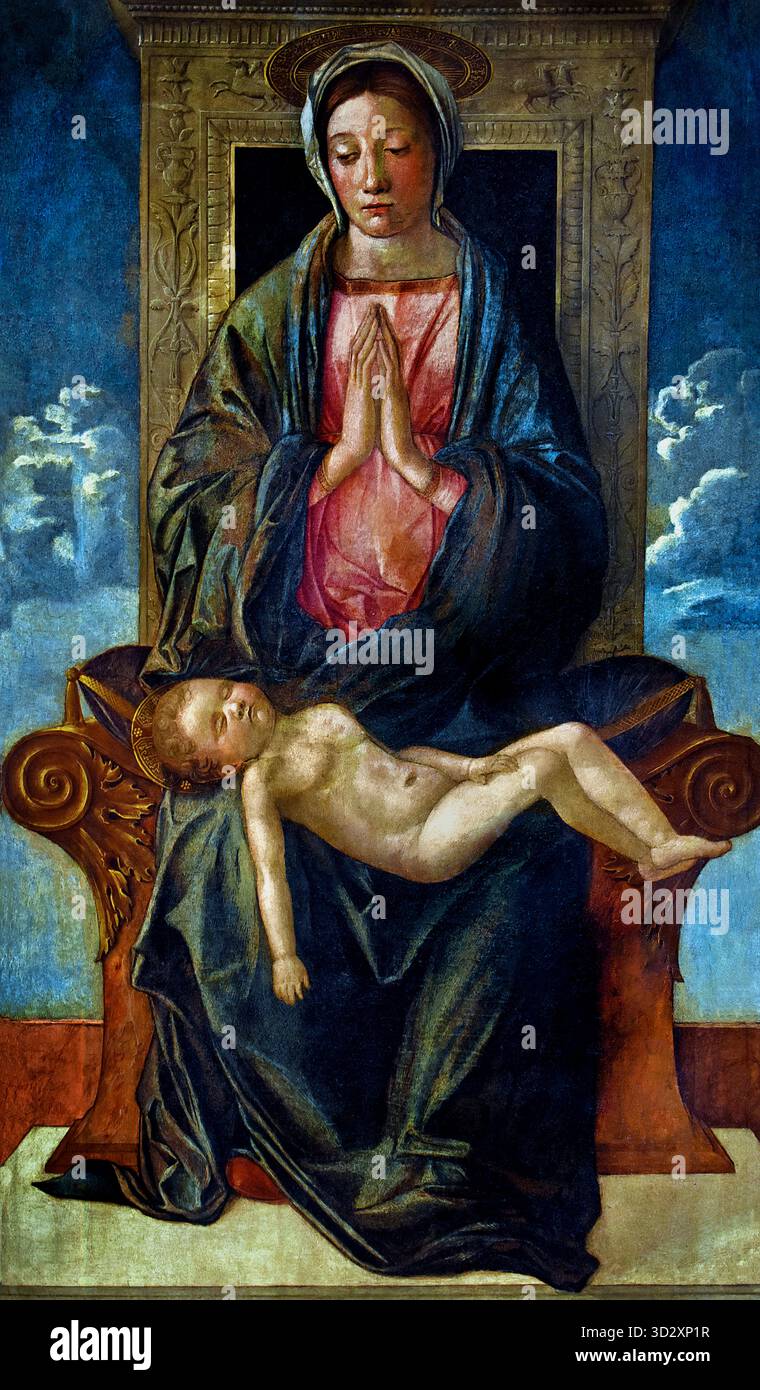 Enthroned Madonna Adoring the Sleeping Christ Child ,1475 by Giovanni ...