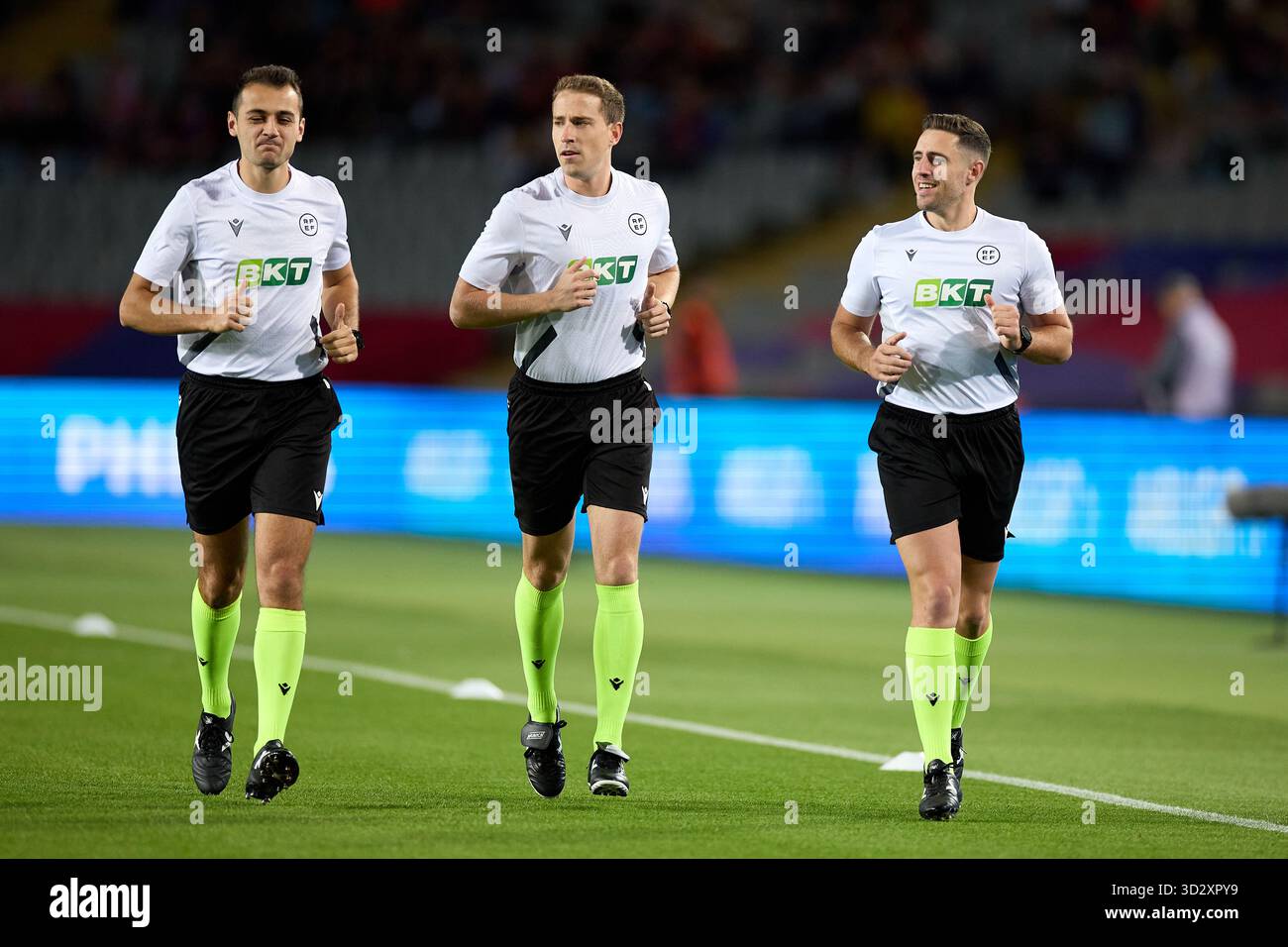 Miguel Sesma, main referee (C) with Ion Rodriguez and Mario Martin ...