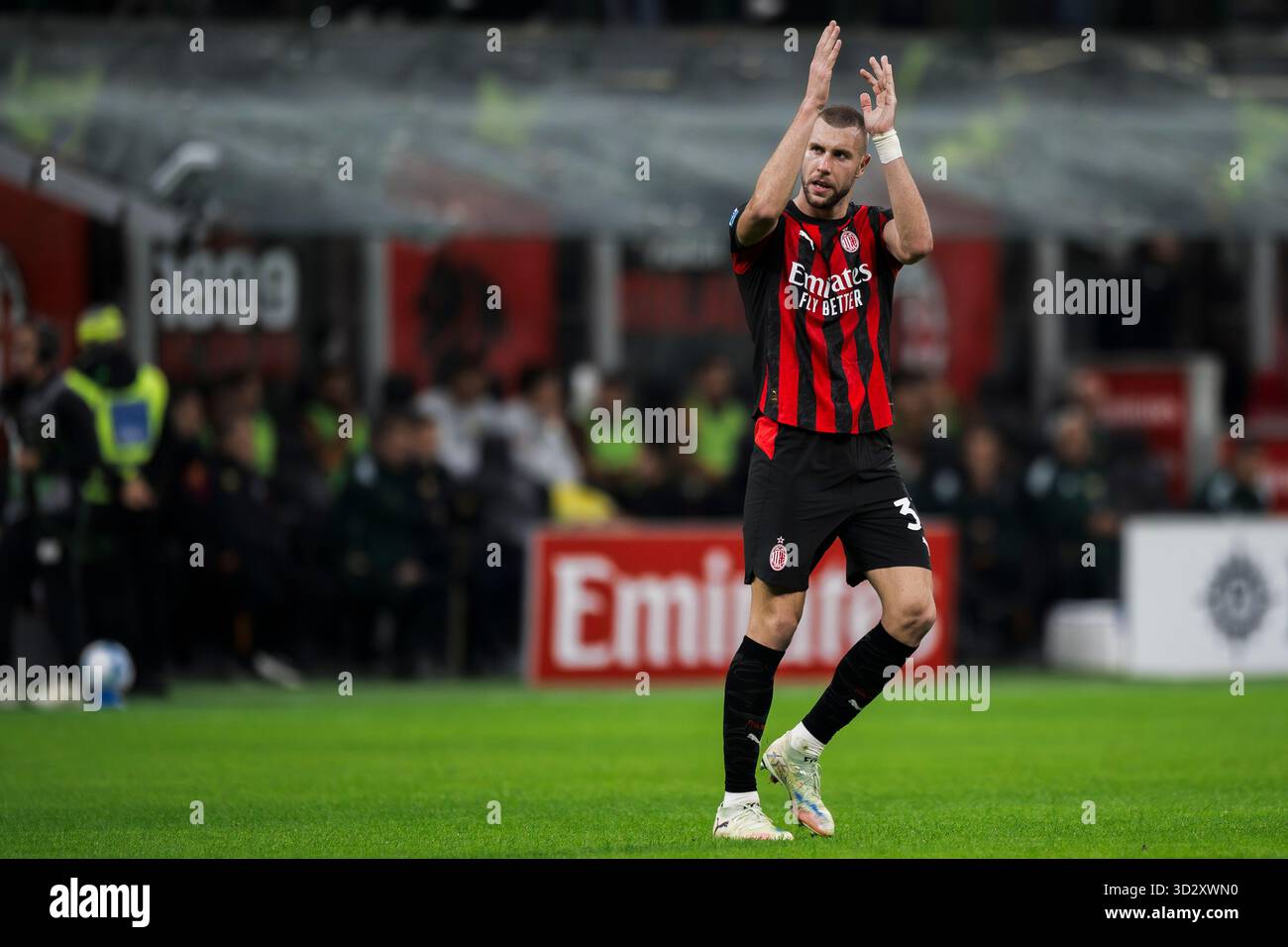 Strahinja Pavlovic of AC Milan celebrates after scoring a goal during ...