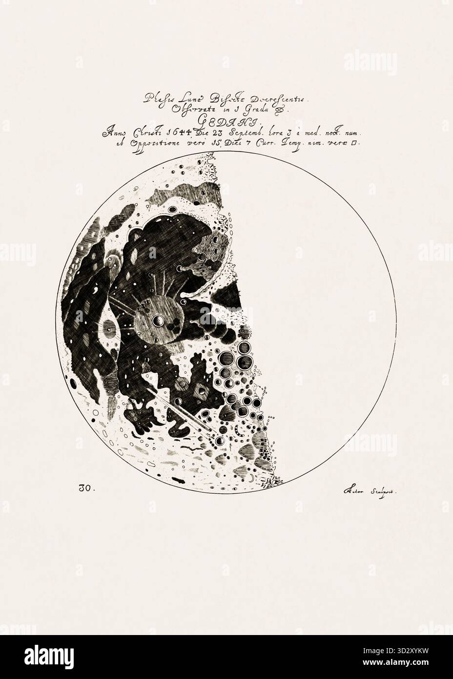 Antique Moon illustration. Astronomy engraving in black and white from ...