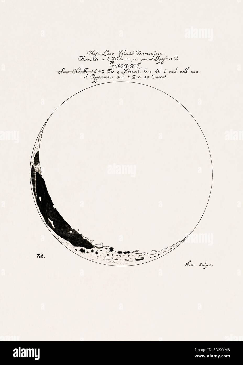 Antique Moon illustration. Astronomy engraving in black and white from ...