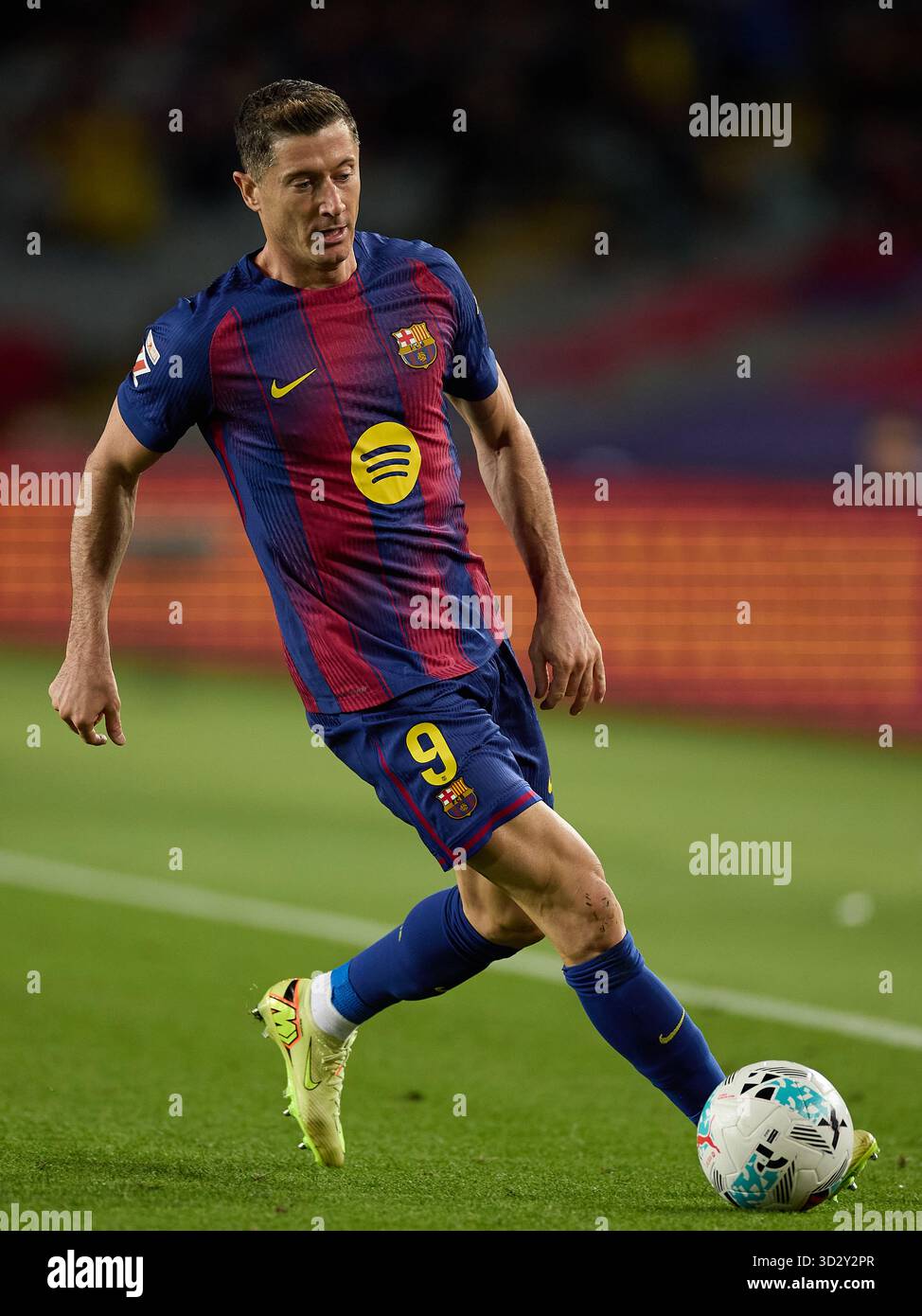Robert Lewandowski of FC Barcelona in action during the LaLiga EA ...