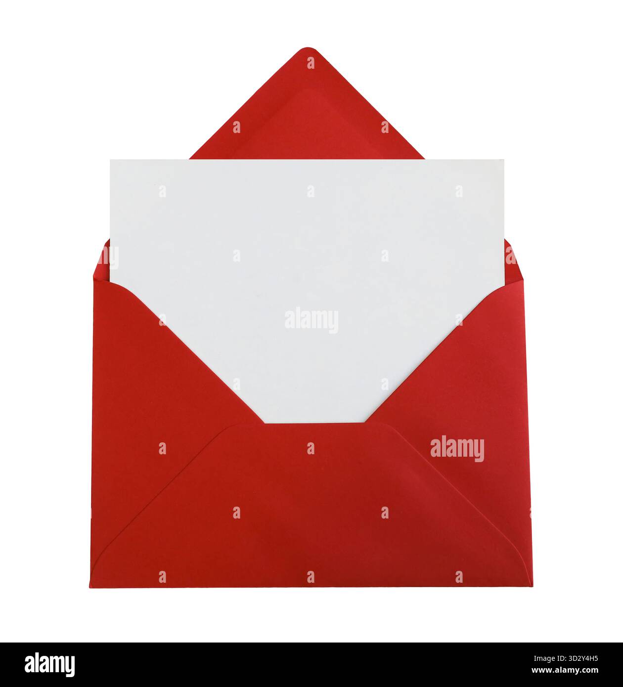 Red envelope with blank white card mockup isolated on transparent ...