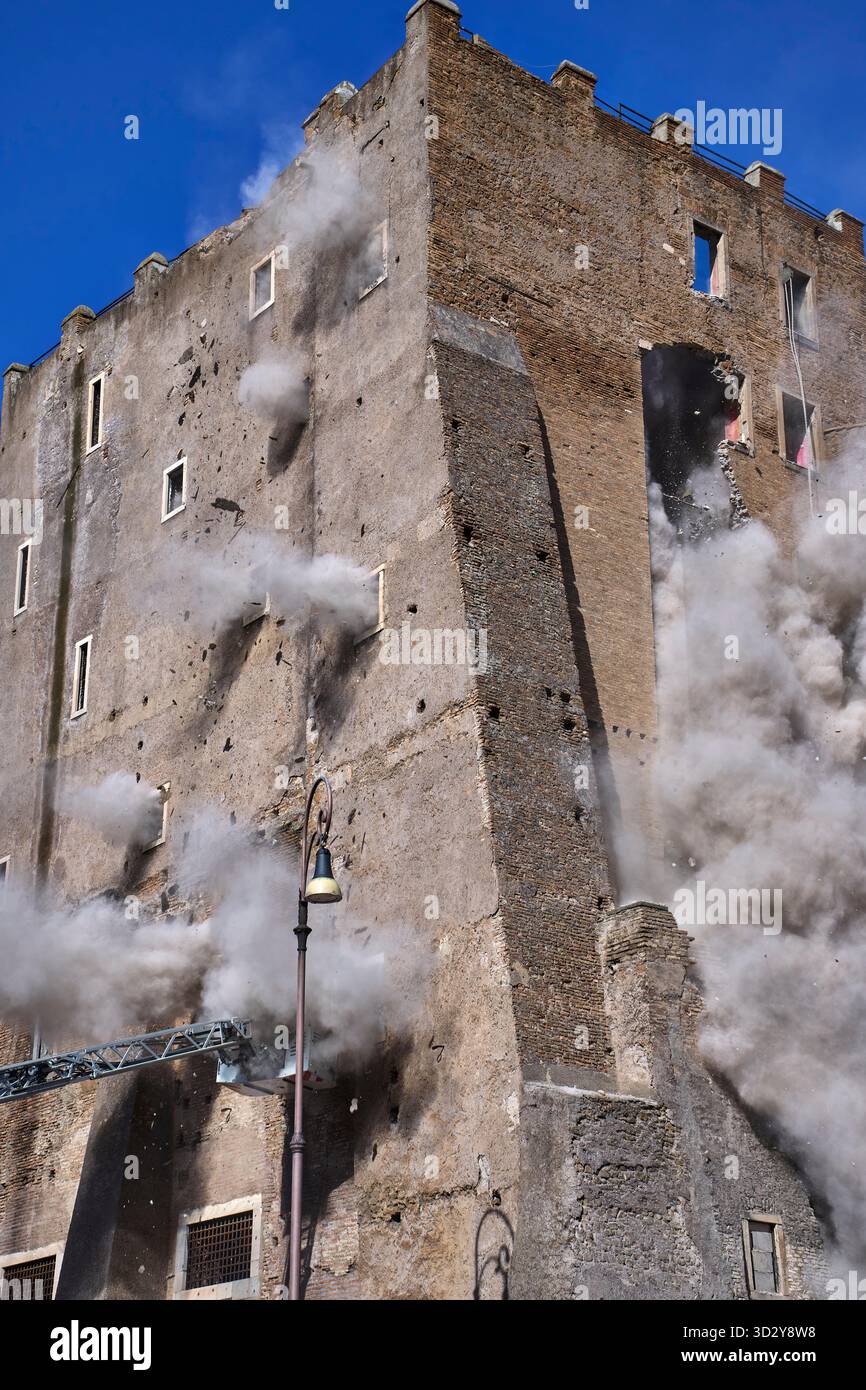 Firefighters, trying to rescue a construction worker, are engulfed by a ...