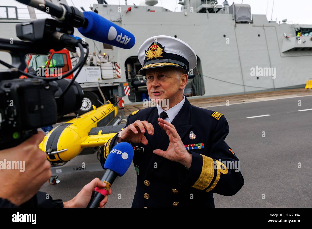 Commander of the Belgian Navy, Admiral Tanguy Botman pictured during ...