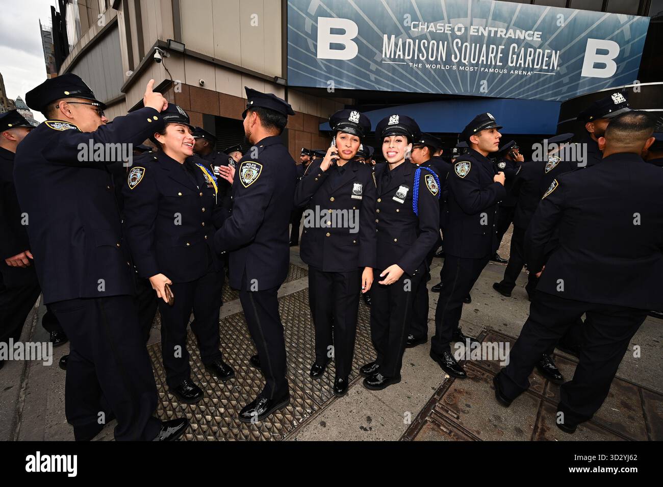 Newly sworn in NYPD Officers gather and celebrate outside of Madison ...
