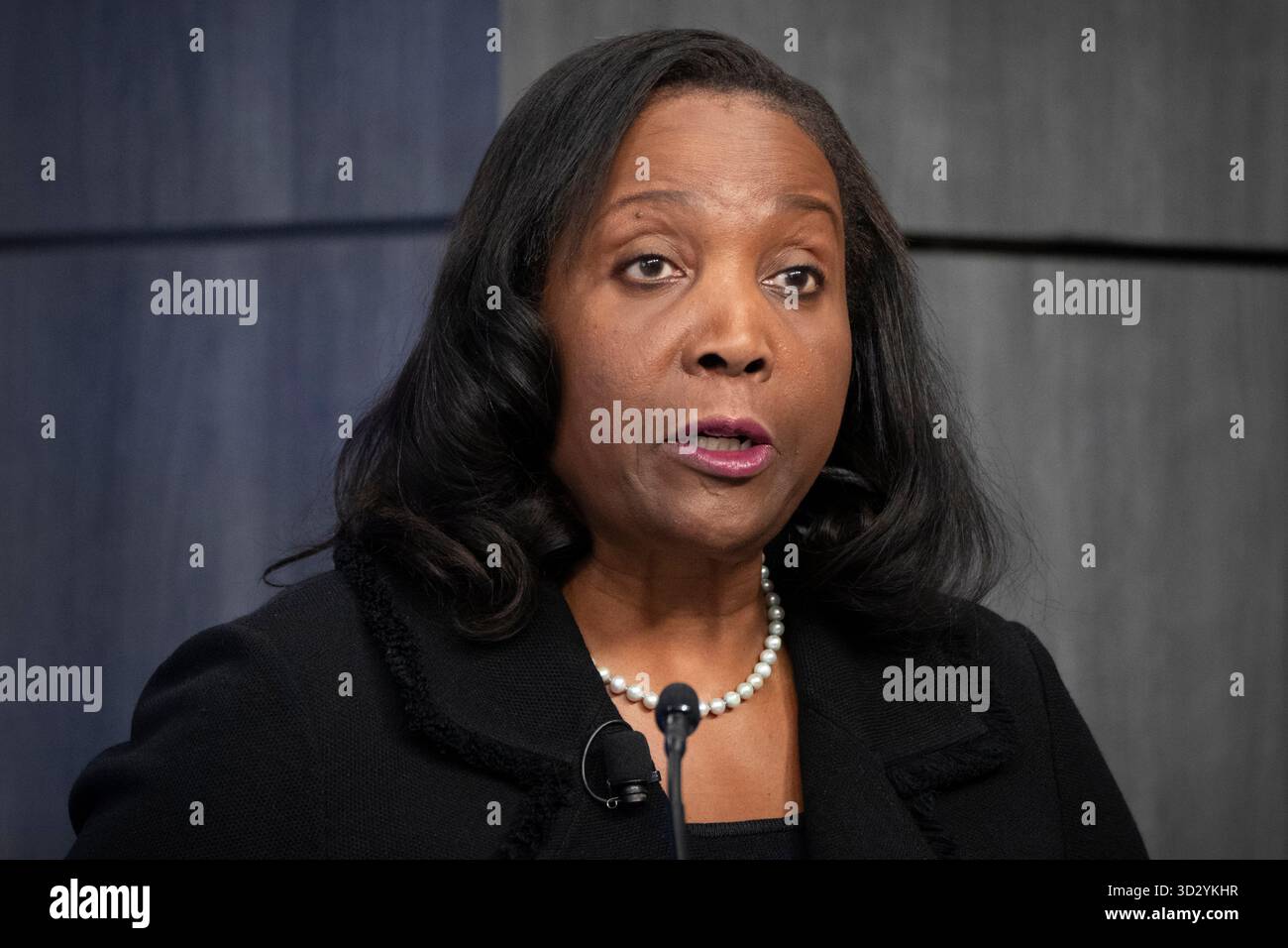Lisa Cook, a Federal Reserve Board of Governors member, speaks during ...
