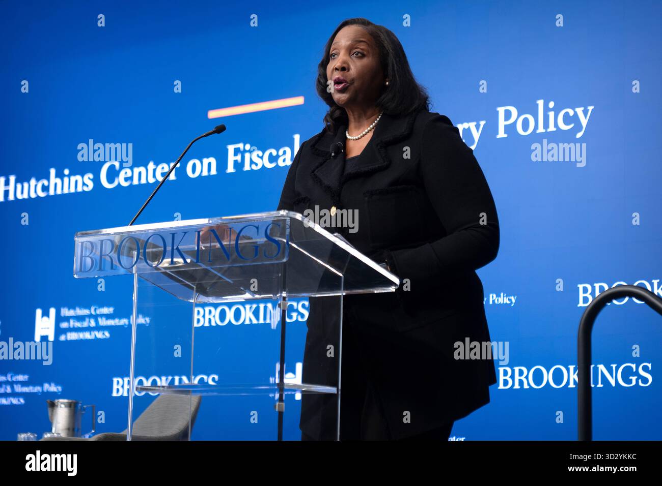 Lisa Cook, a Federal Reserve Board of Governors member, speaks during ...