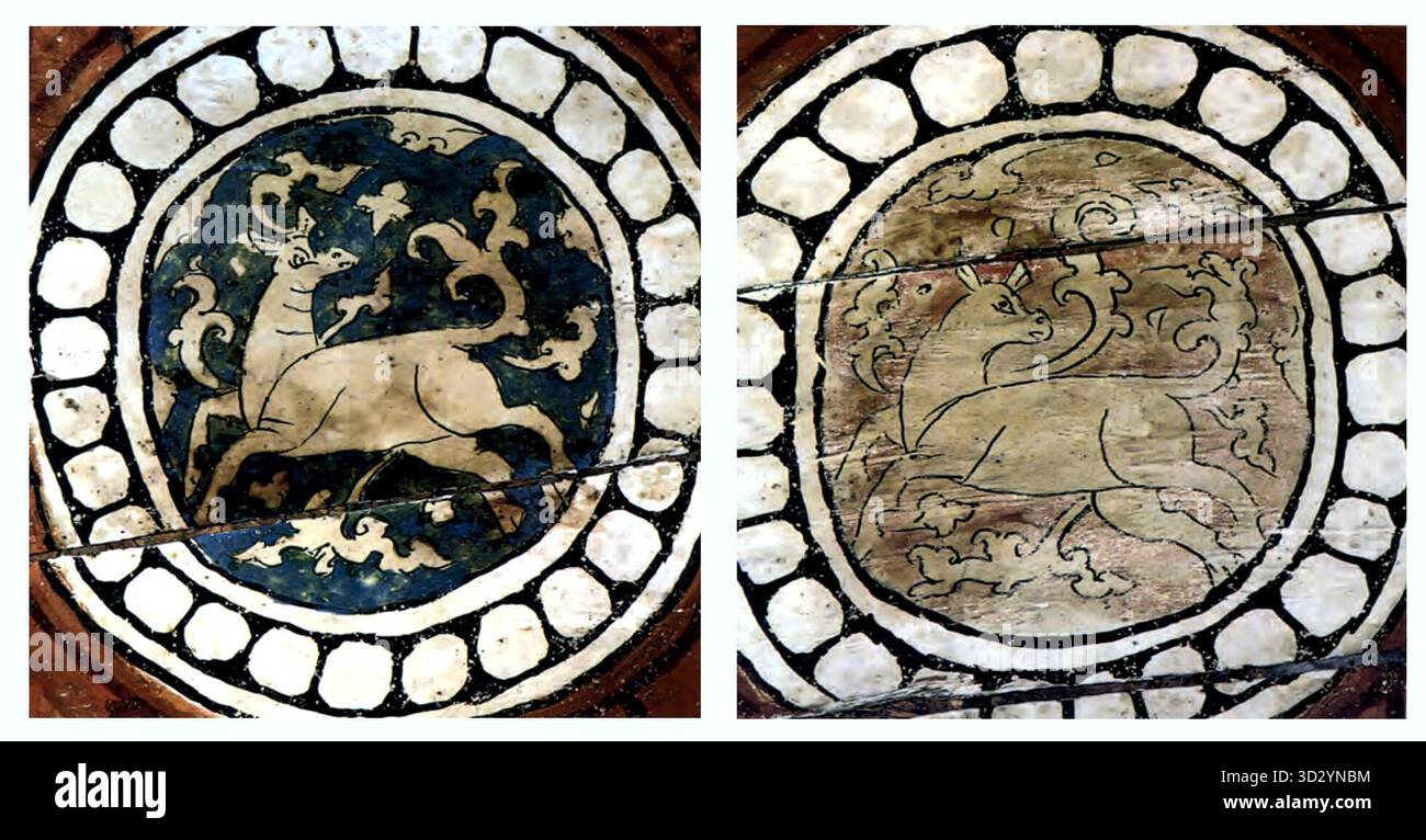 Painted medalions in the Sumtsek, Alchi monastery Stock Photo - Alamy