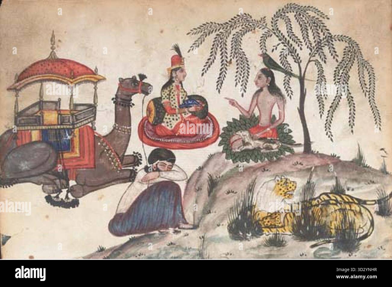 Painting depicting a scene from the 'Dhola-Maru' folktale, Punjab, ca ...